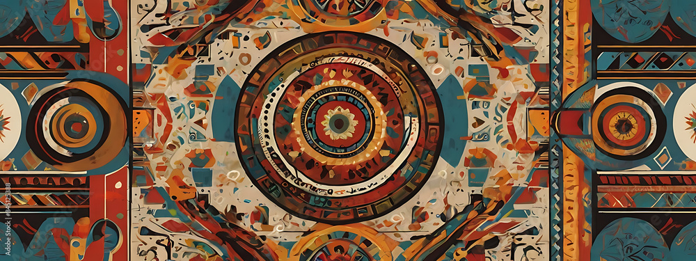 an abstract art template that blends elements from different ethnic ...