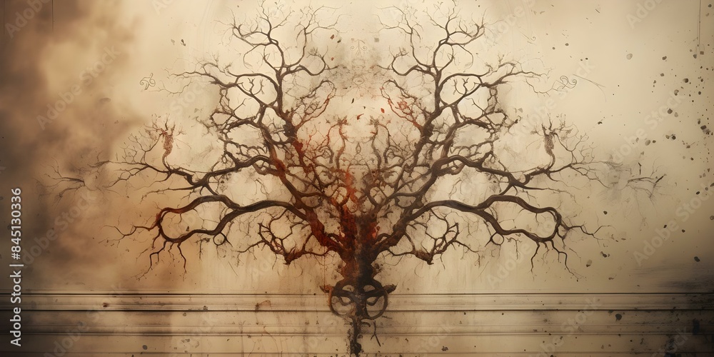 Vintage family tree DNA documents with ancestral genes on aged ...