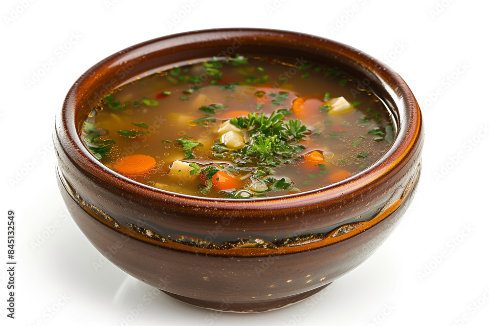 Vegetable Soup Bowl isolated with a clipping path. Isolation is on a ...