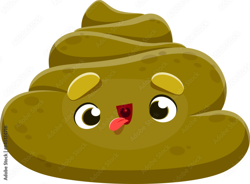 Cartoon poop emoji. Isolated vector playful poo emoticon with a ...