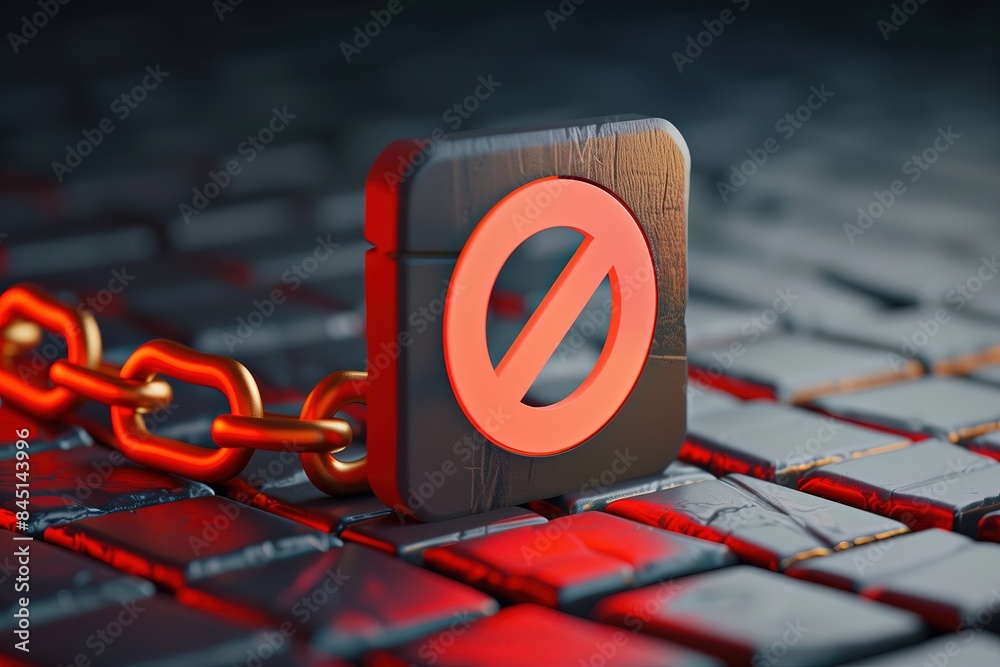 3D illustration of restrictions icon, symbol. Prohibition. Hidden ...