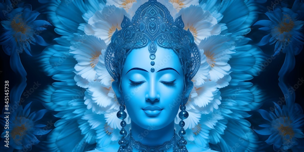 "Neon Blue Wallpaper Featuring the Luminous Face of Hindu God Shiva ...