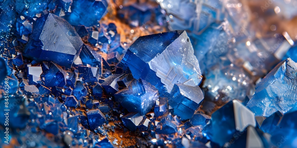 Azurite rock background with fine crystals formed in copper ore ...