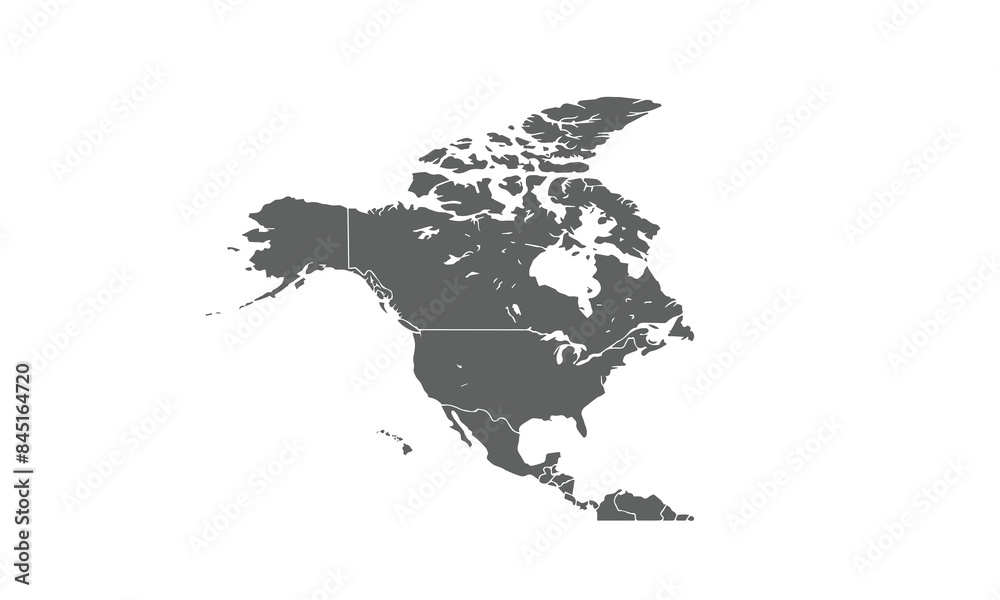 North America map isolated on white background. for website layouts ...