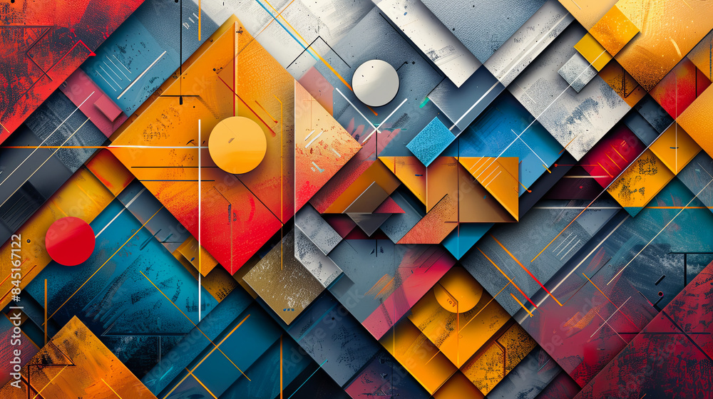 Abstract Geometric Shapes Background Colorful Modern Art Design Texture ...