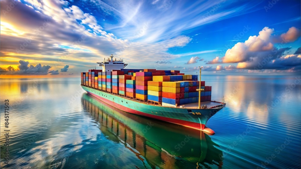 Cargo container Ship, cargo vessel ship carrying container and running ...