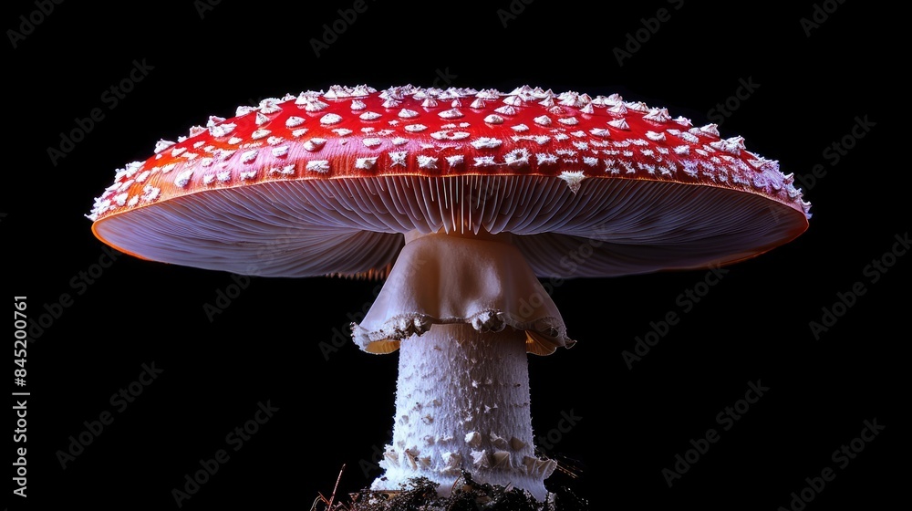 Fly Agaric mushroom (Amanita muscaria), showing its characteristic red ...