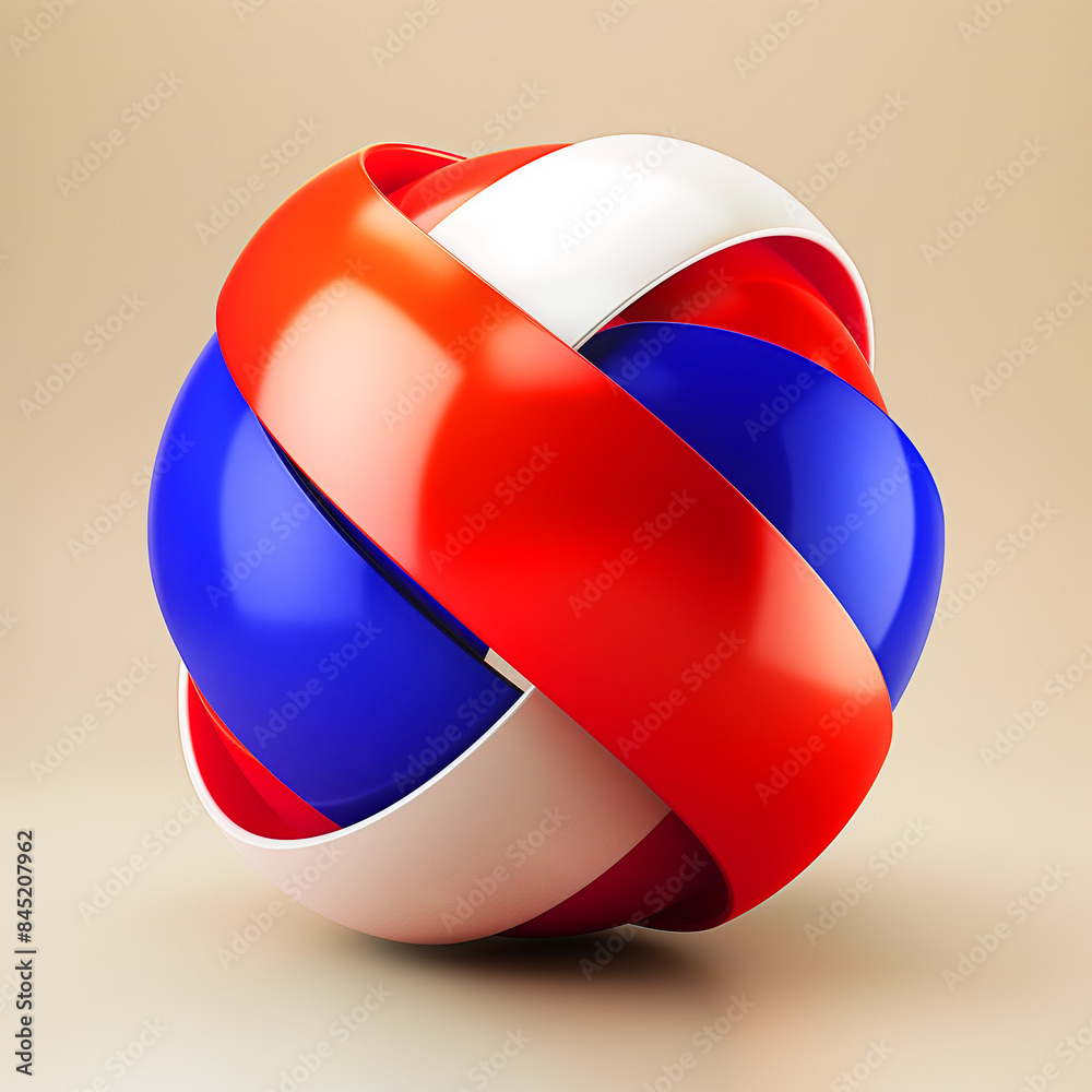 French flag 3D sphere logo. A minimalist and refined symbol of France ...