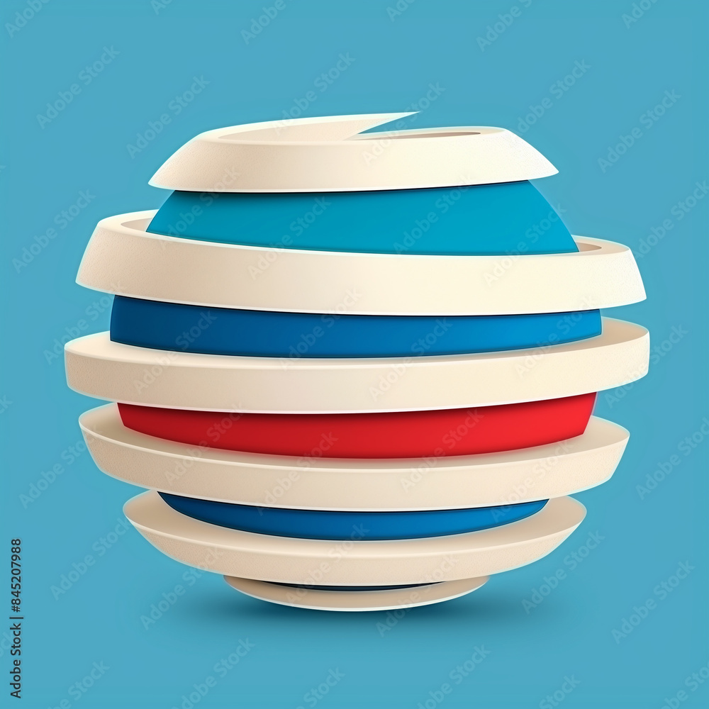 French flag 3D sphere logo. A minimalist and refined symbol of France ...