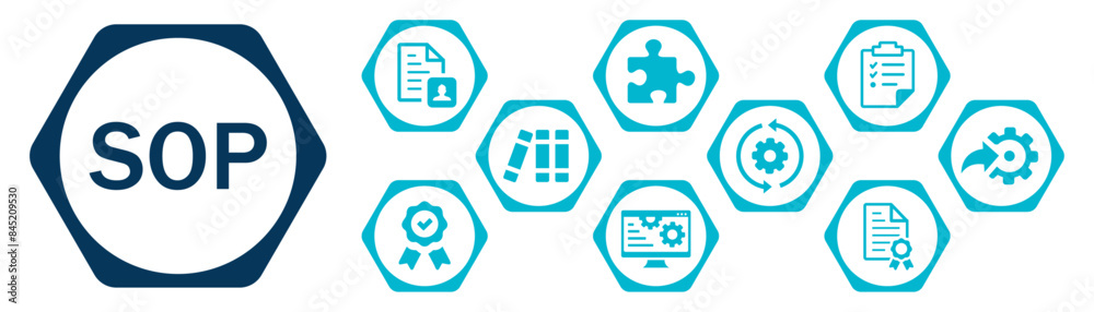 SOP banner web icons vector illustration concept with icons of standard ...