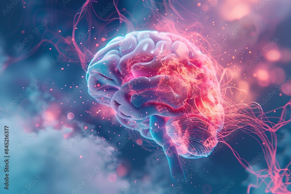 Neuronal connections, computer-generated 3D visual representation Stock ...