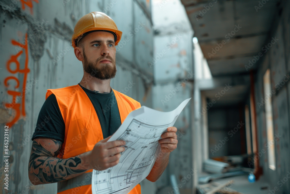 Confident Construction Worker Portrait., Professional Environment ...