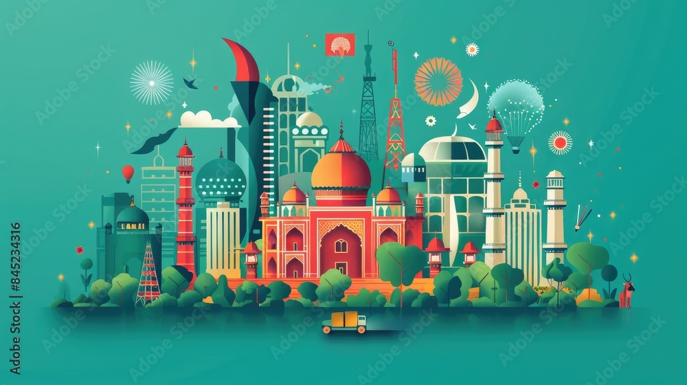 Creative illustration of Indian cultural symbols and Reliance ...