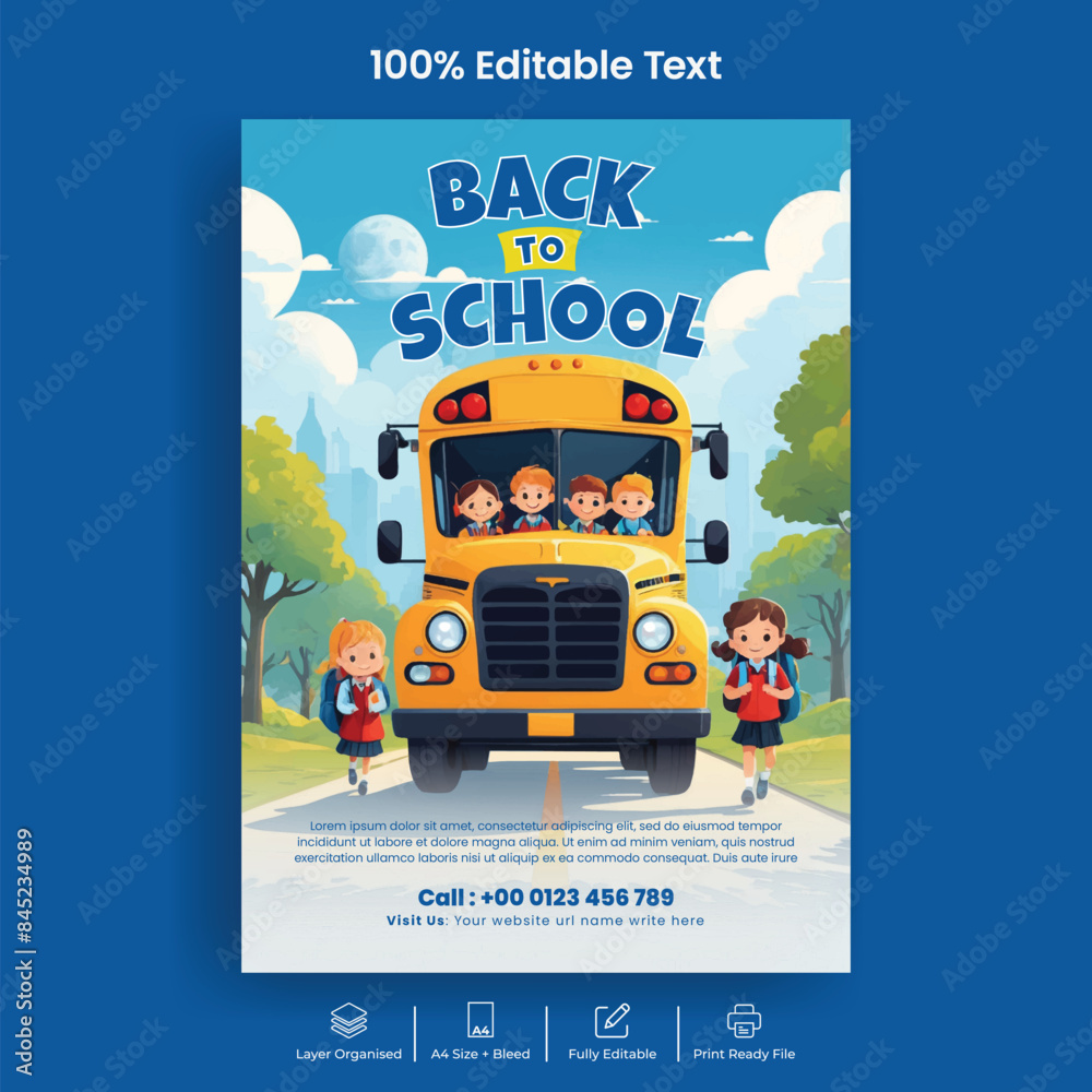 Editable back to school print flyer or poster template for back to ...