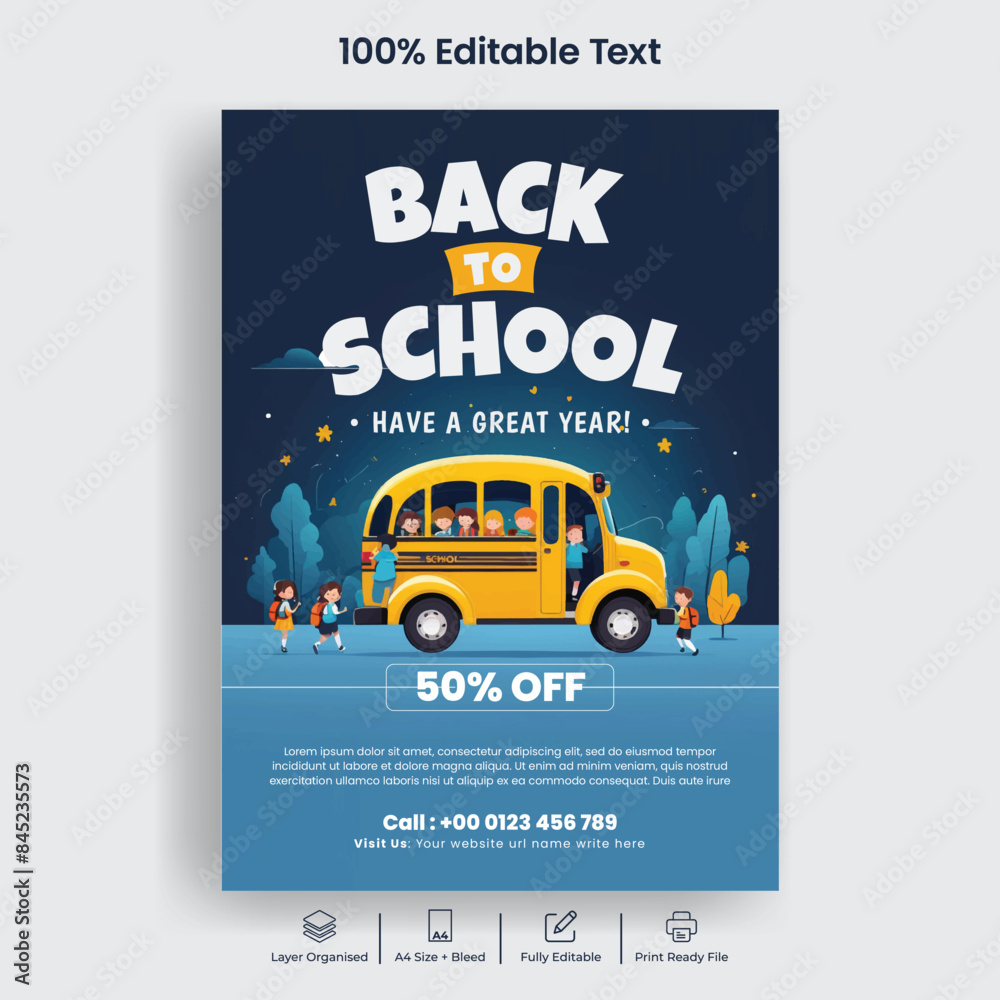 Editable back to school print flyer or poster template for back to ...