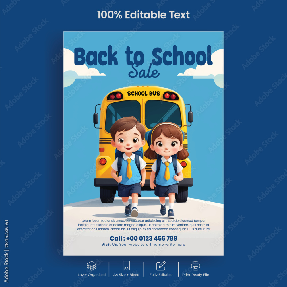 Editable back to school print flyer or poster template for back to ...