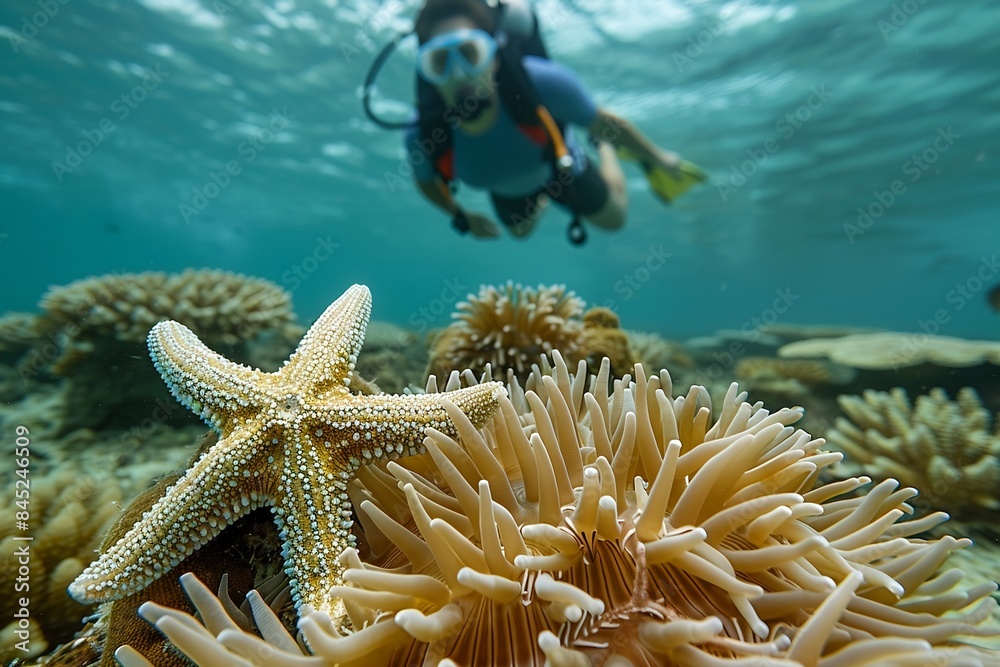 Farbenprächtige Unterwasserwelt: Der Seestern in seinem Element Stock ...