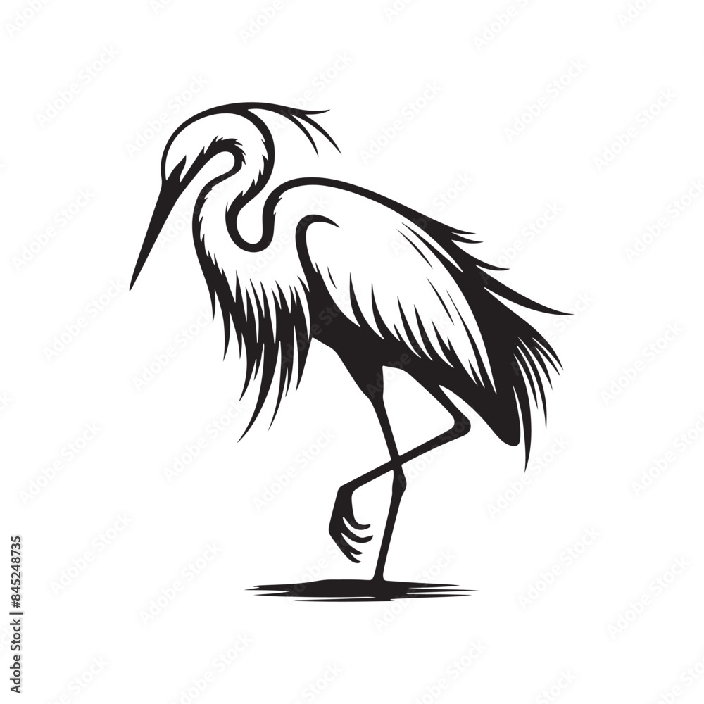 Vetor de Egret Silhouette: Vector Art Capturing the Grace and Beauty of ...