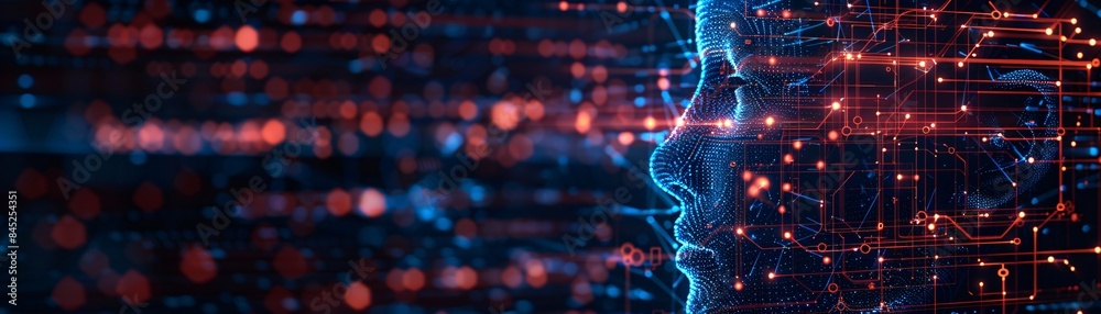 Documentary style illustration of a machine learning process featuring artificial intelligence ...