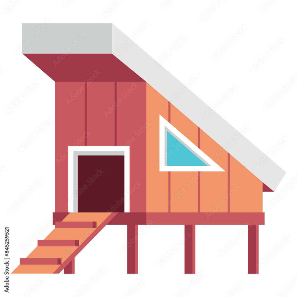 Hen house vector cartoon illustration isolated on a white background ...