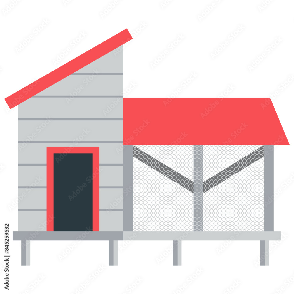 Chicken enclosure vector cartoon illustration isolated on a white ...