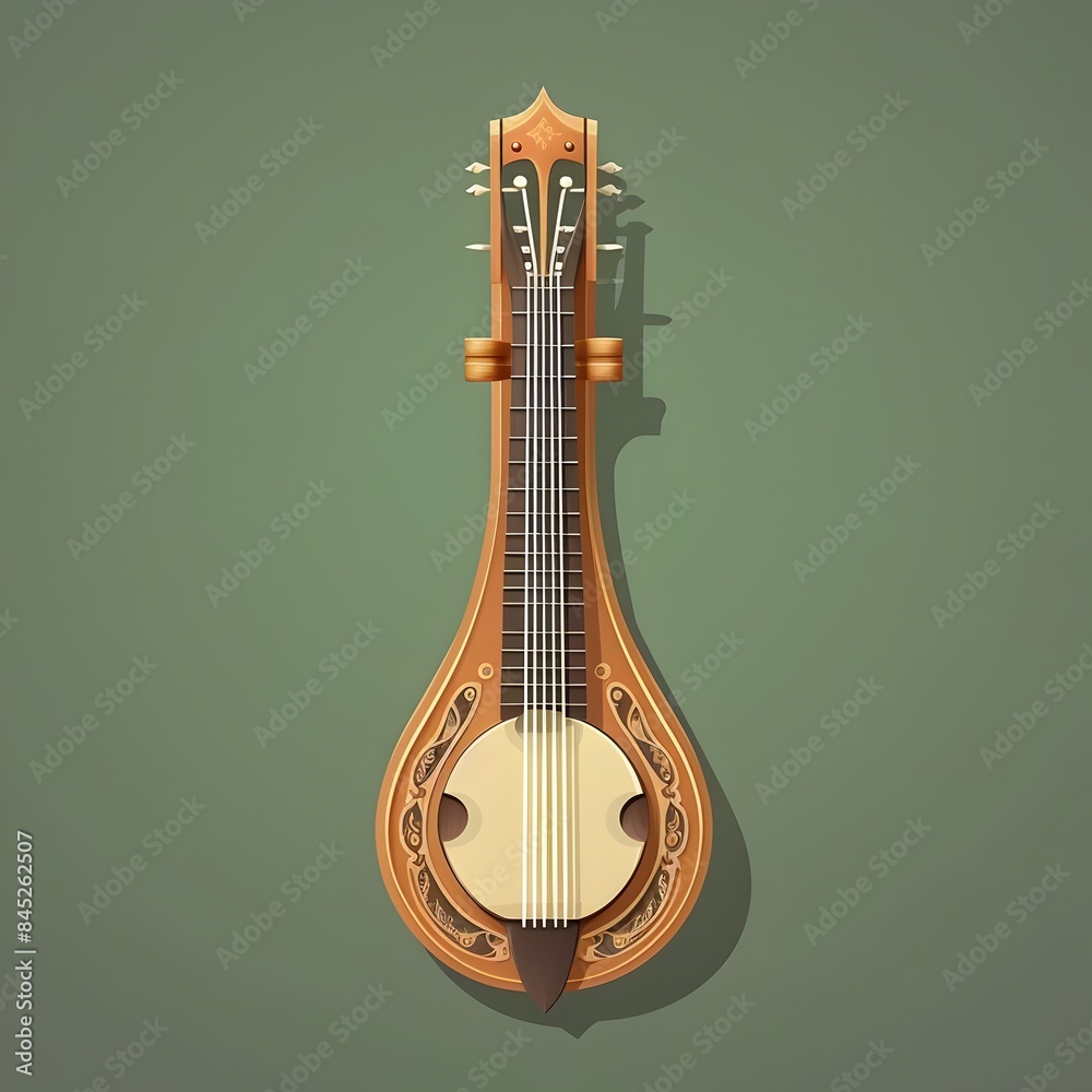 Classic Medieval Instrument Poster in Flat Design with 3D Render and ...