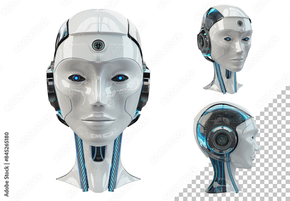Isolated White Robot Head Stock Template | Adobe Stock