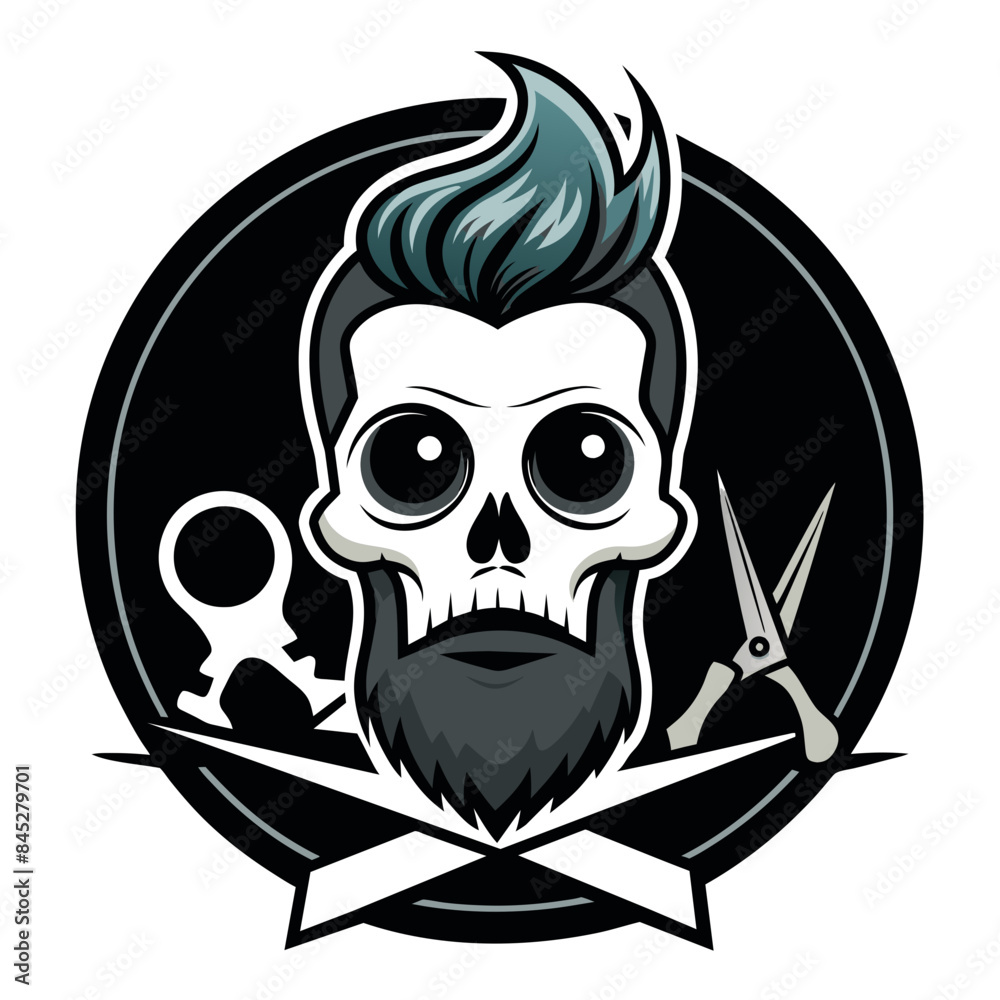 Salona Barber Horror Logo Design in tattoo and vintage style Stock ...