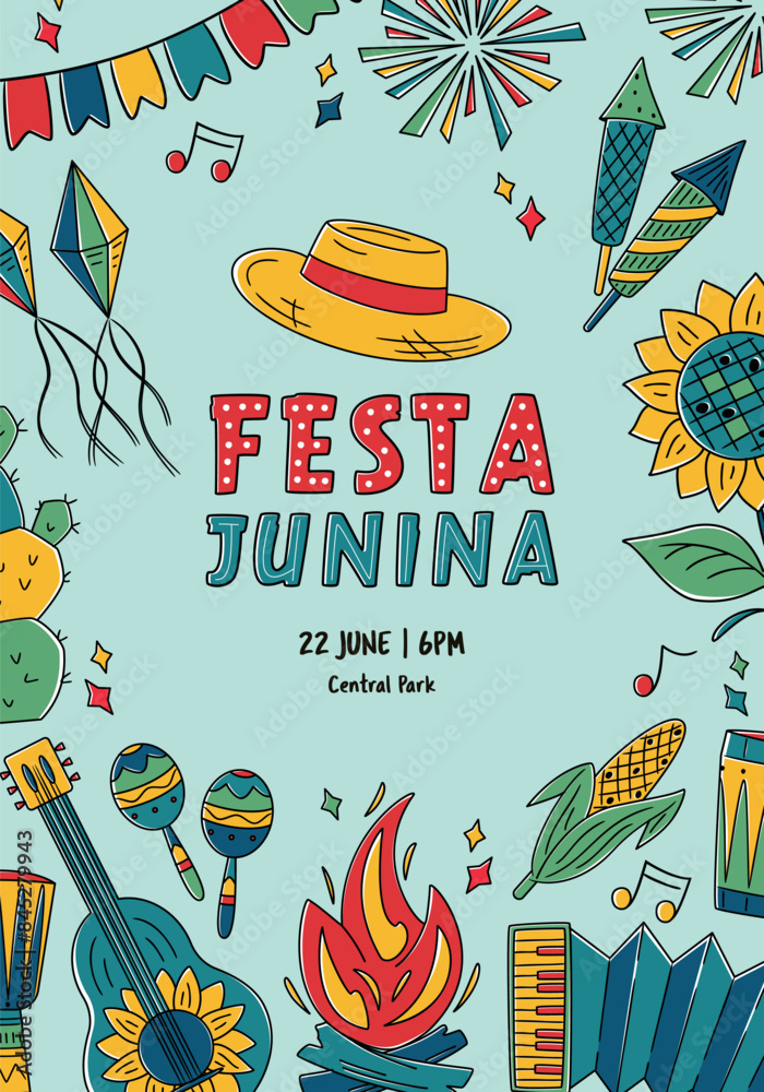 Festa Junina celebration. Brazil June Festival Design. Folklore Holiday ...