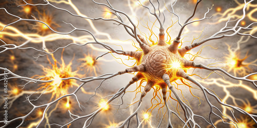 A detailed image of neurons in the brain, showing the complex network ...