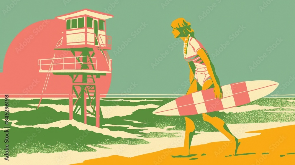 Simple style hand drawing illustration of a lifeguard Stock ...