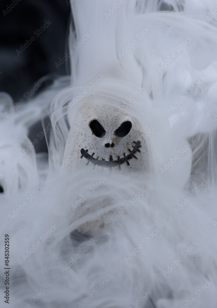 Horror figures ghost mummies and coffin with scarry smoke patterns hand ...