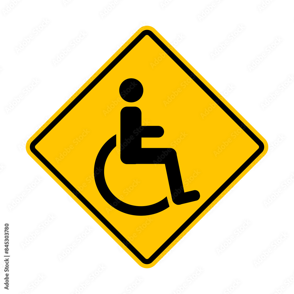 Disability sign. Wheelchair disabled person warning sign. Parking for ...