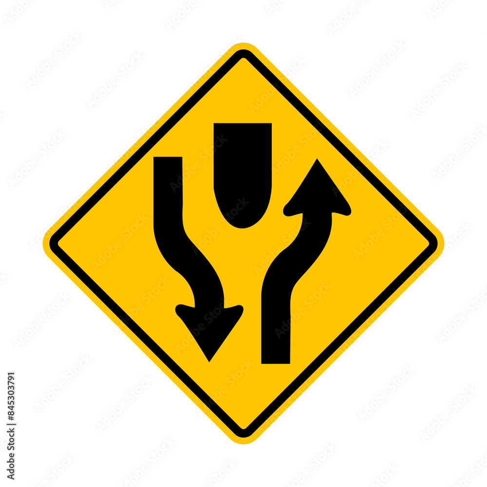 Sign for the beginning of a divided highway. The beginning of the road ...