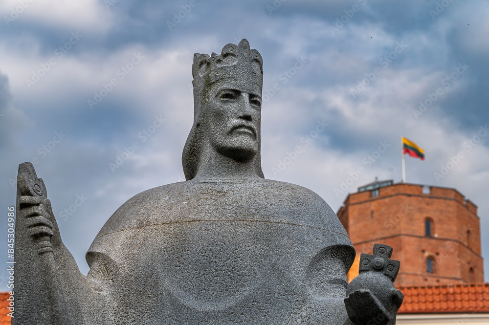 Bronze monument to Grand Duke Gediminas on the Cathedral Square in the ...