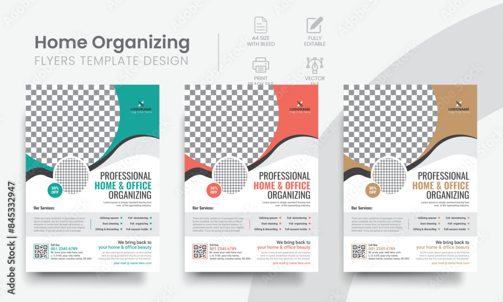 Functional organizing service flyer print template for home & office ...