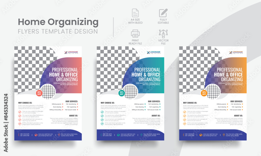 Functional organizing service flyer print template for home & office ...