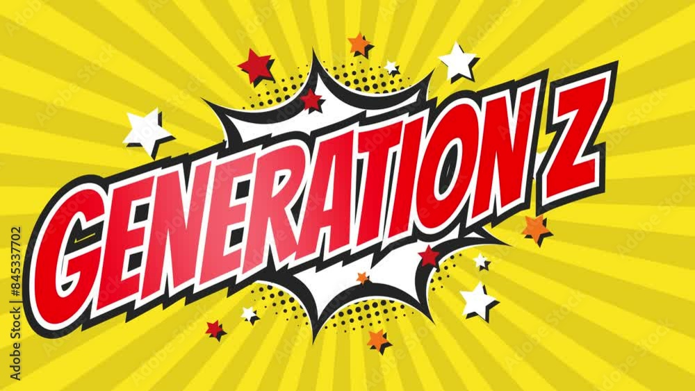 GENERATION Z - Comic Pop Art Vintage colorful cartoon animation with ...