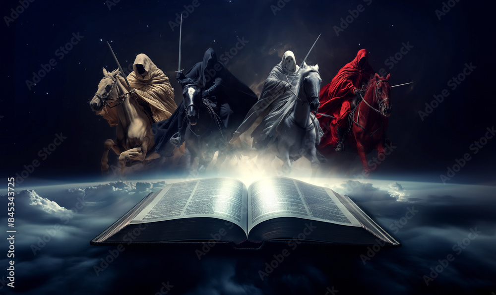 The four Horsemen of the apocalypse. Surreal abstract concept art with ...