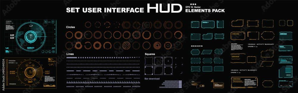 Vector collection of HUD elements for user interface. Creative ...