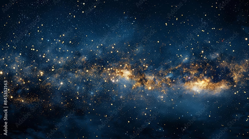 Celestial constellation with detailed stars, deep blue and gold ...