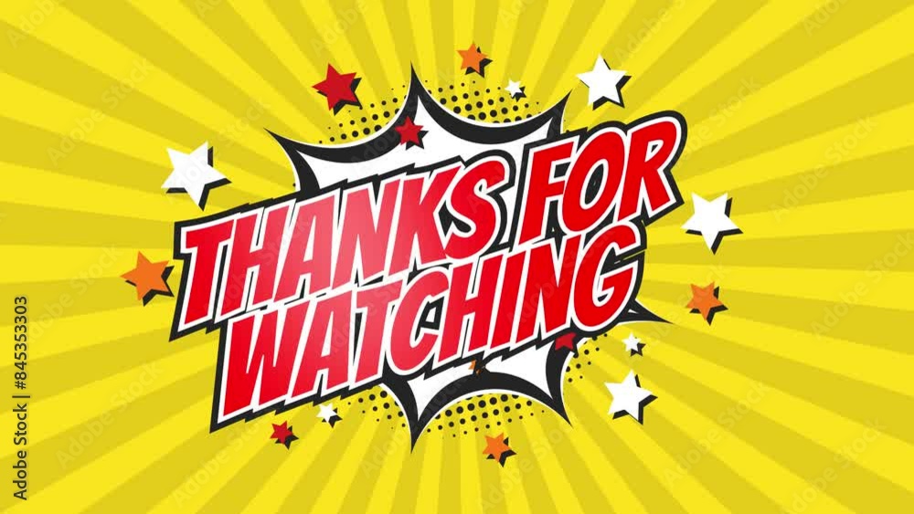 THANKS FOR WATCHING - Comic Pop Art Vintage colorful cartoon animation ...
