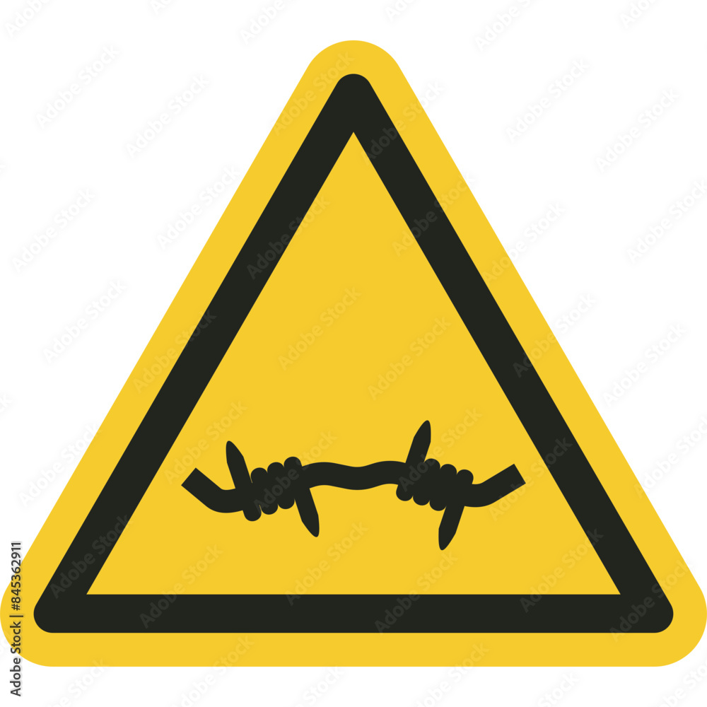 ISO warning safety signs_warning ; barbed wire symbol and pictogram ...