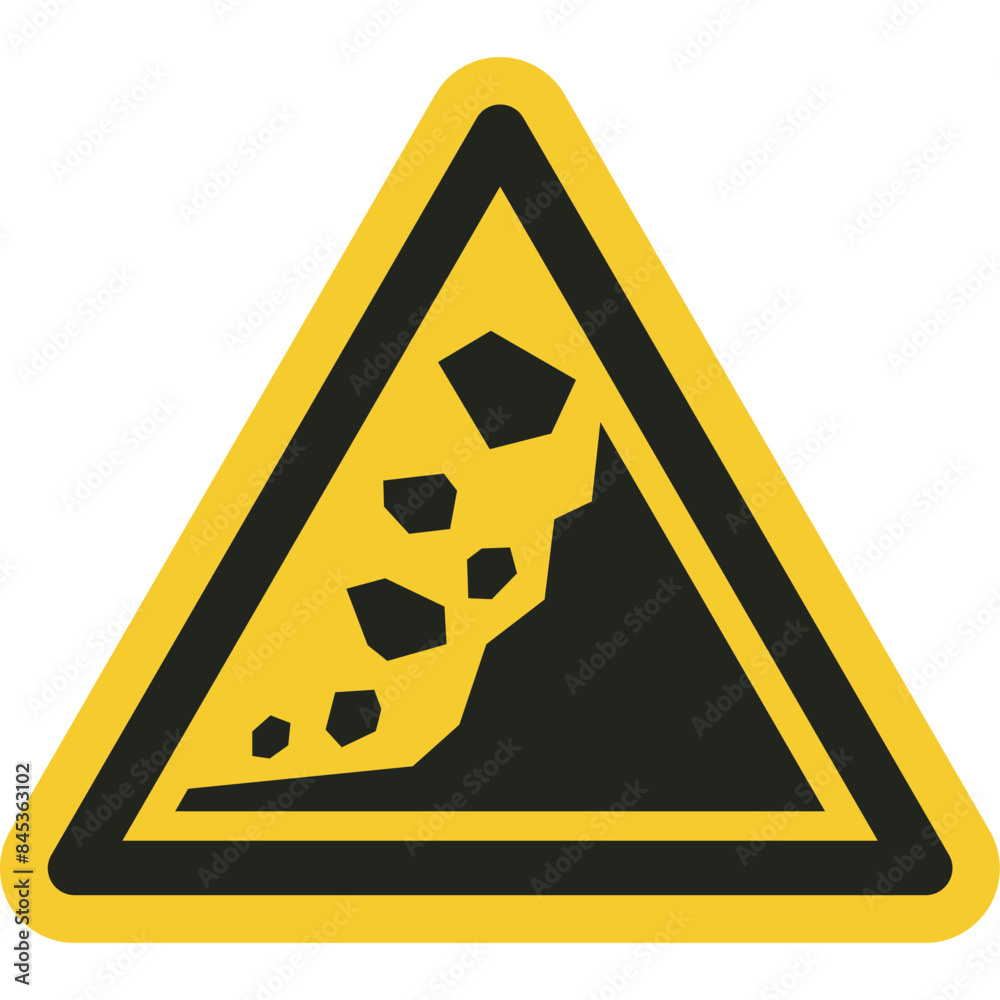 ISO warning safety signs_warning ; landslide zone symbol and pictogram ...