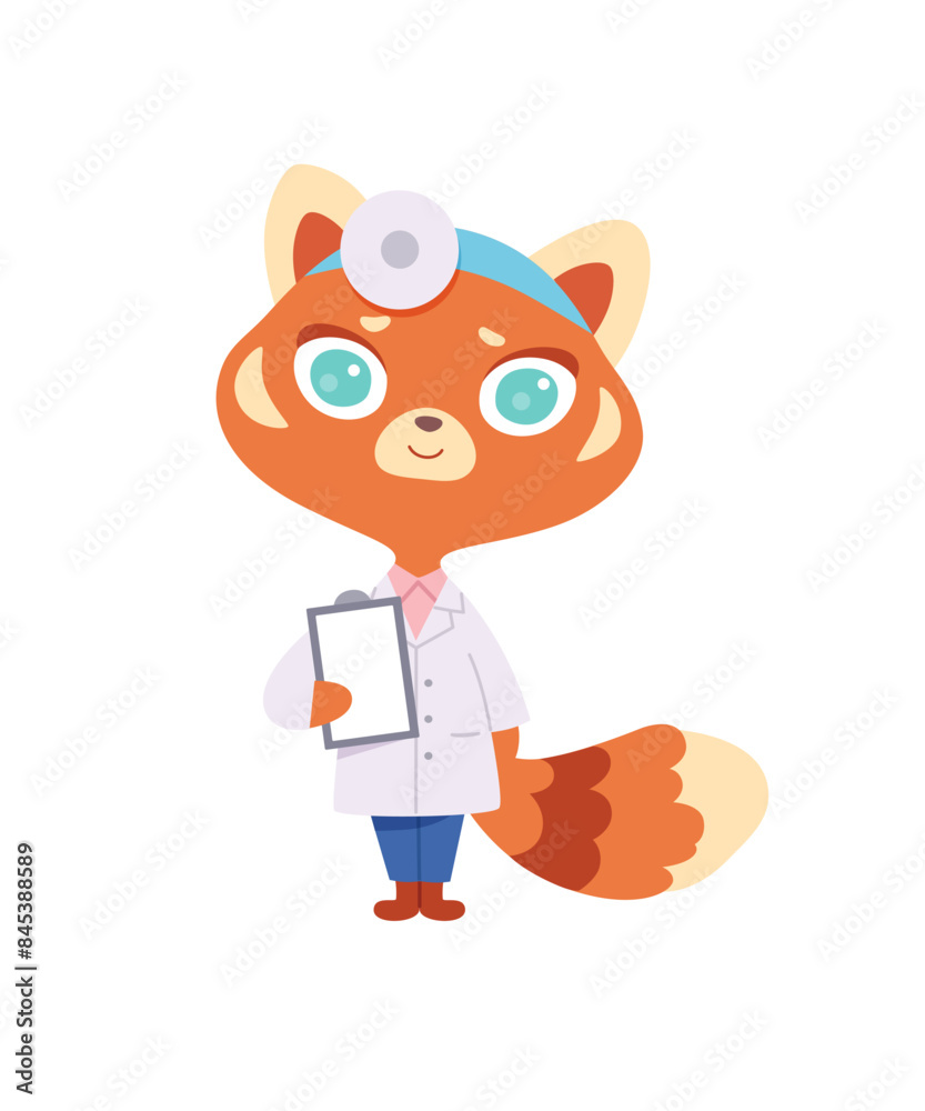 Cartoon animal doctor vector illustration isolated on white. Funny cute ...