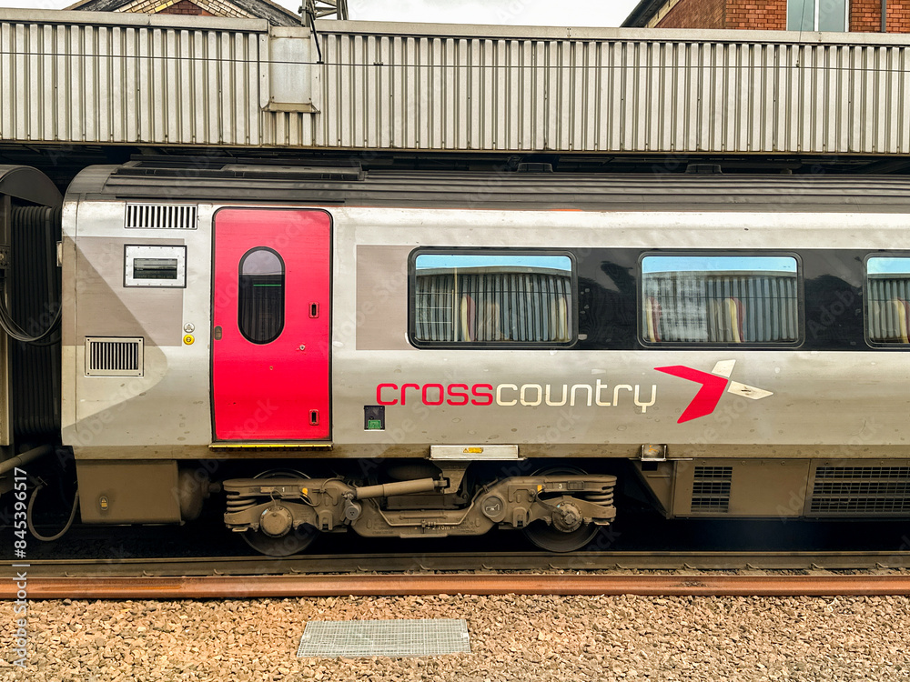 Stockport, England, UK - 31 May 2024: Side view of a carriage on a ...