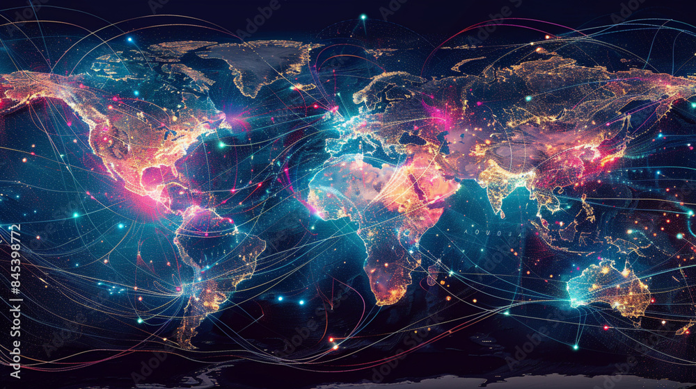 A visual representation of international trade routes, highlighting key ...