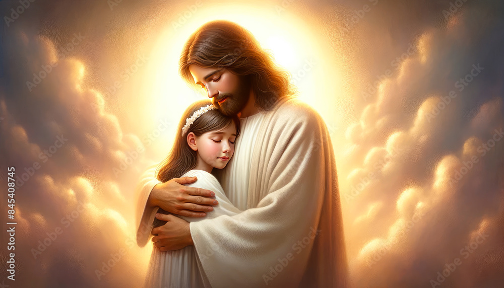 Jesus Comforting a Child with Divine Love, Heavenly Love: Jesus ...