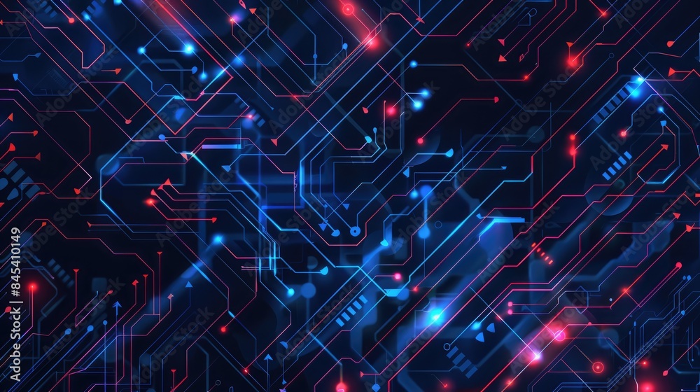 Digital technology banner with circuit board design image in bitmap ...