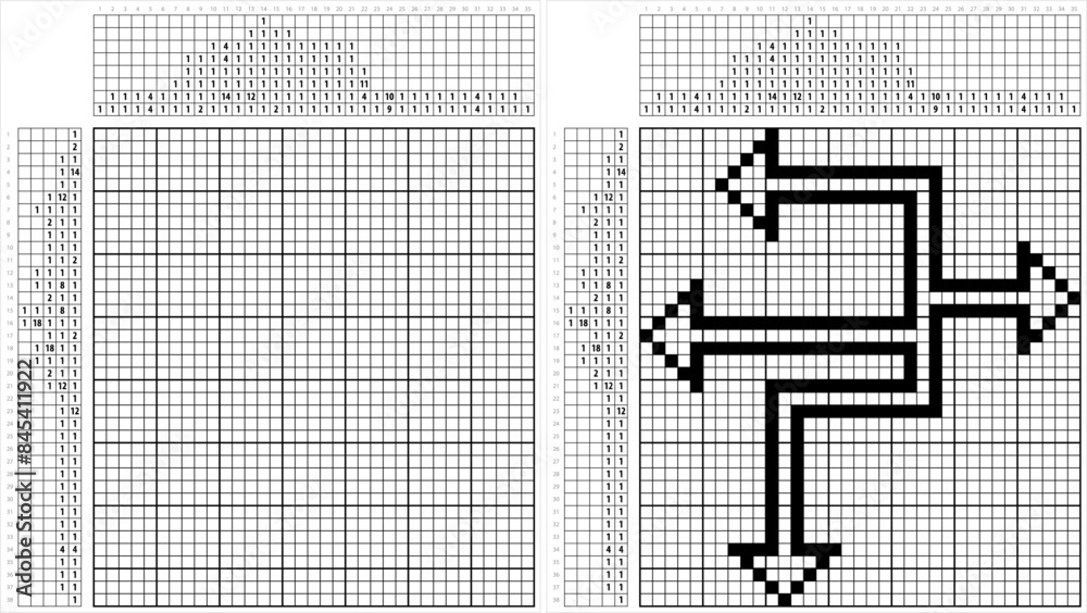 Arrow Icon Nonogram Pixel Art M_2406008 Stock Vector | Adobe Stock